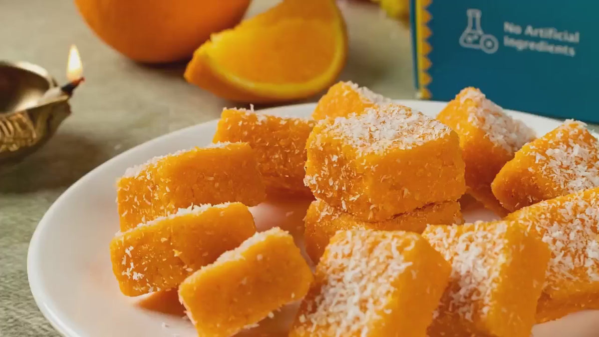 **FRESHLY MADE** Nagpur Orange Barfi by Magicleaf | Natural No Sugar ...